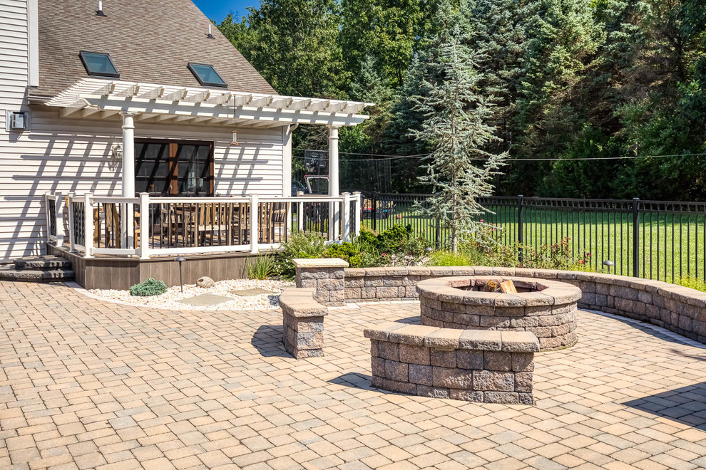 Below Ground Pool with Patio and Pool House Project - Traditional ...