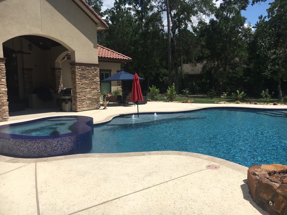 Benders Landing Freeform Pool with Waterfall - Traditional - Pool ...