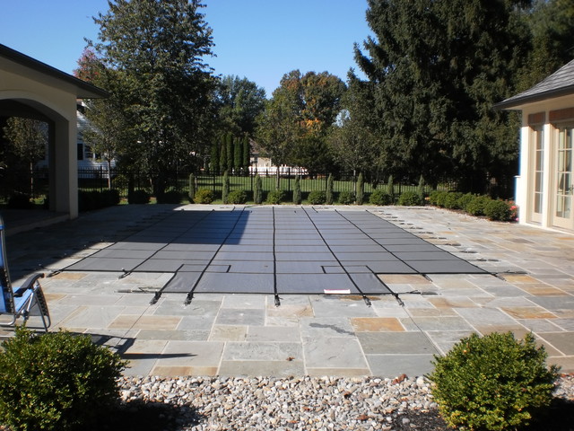 Bethlehem Township custom salt water pool with deck jets - Traditional ...