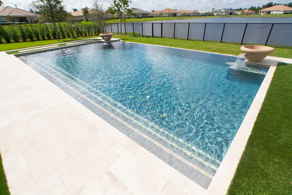 Big Pool with Infinity Edge and Custom Water Bowls in Davie, Florida ...