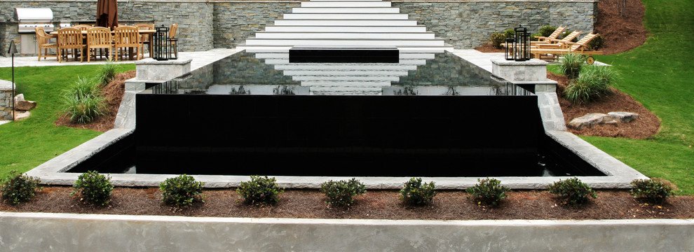 Black Reflective Infinity Edge Contemporary Pool - Contemporary - Pool ...
