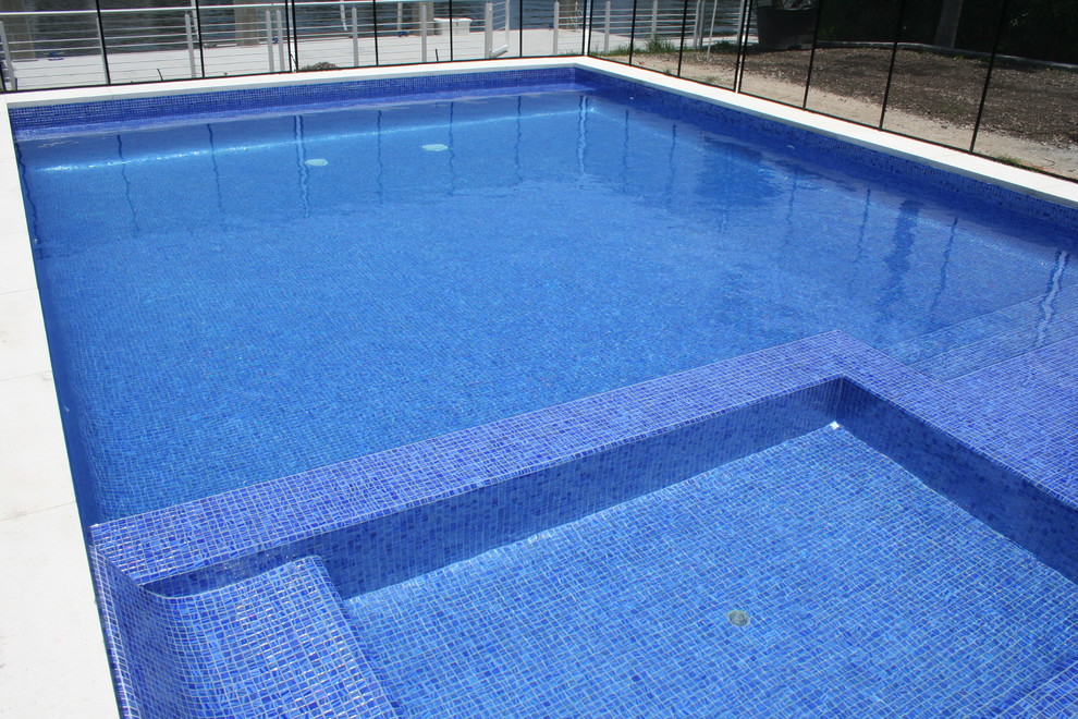 Blue glass tile pool - Modern - Pool - Miami - by Foreverpools | Houzz