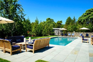Blue Granite Pebble Sheen w/ Glass Tile - Farmhouse - Pool - Boston ...