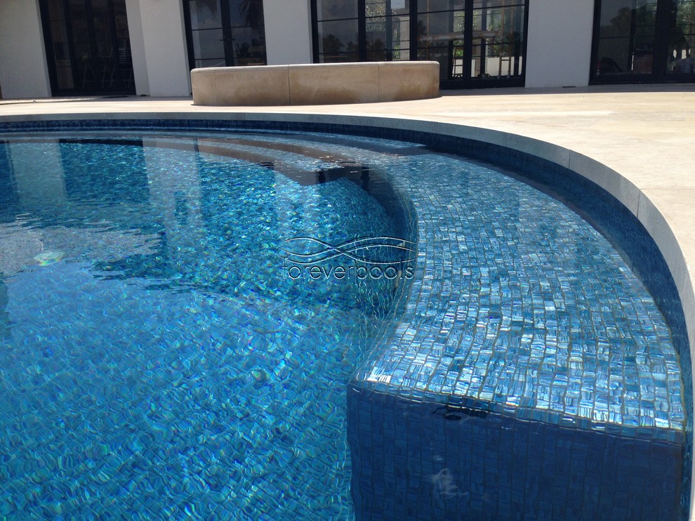 Blue marine glass tile Moon Collection - Contemporary - Pool - Miami ...
