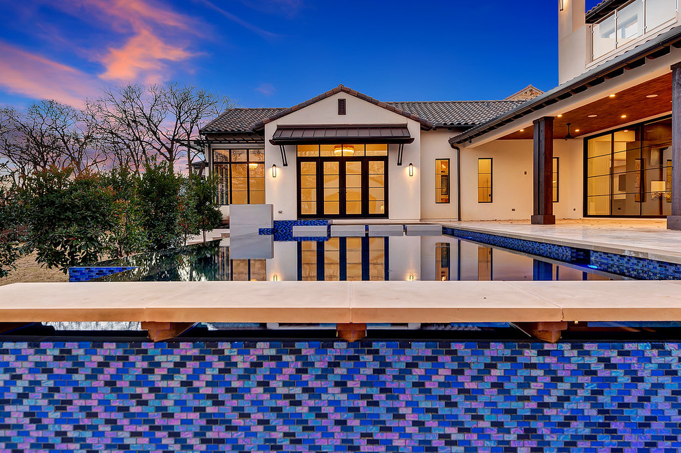 Blue Tile Pool And Modern Home Mediterranean Swimming Pool And Hot