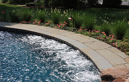 Bluestone pool coping and irregular pattern decking - Classique ...