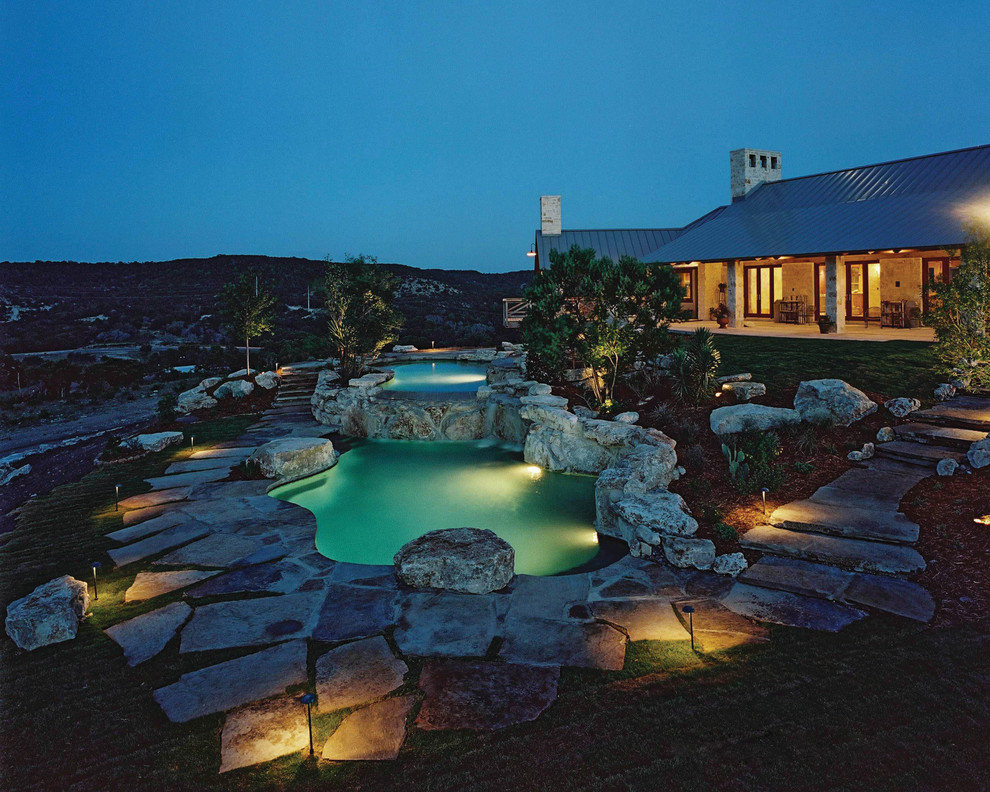 Boerne Multi-Level Pool/Spa/Landscape - Rustic - Pool - Austin - by ...