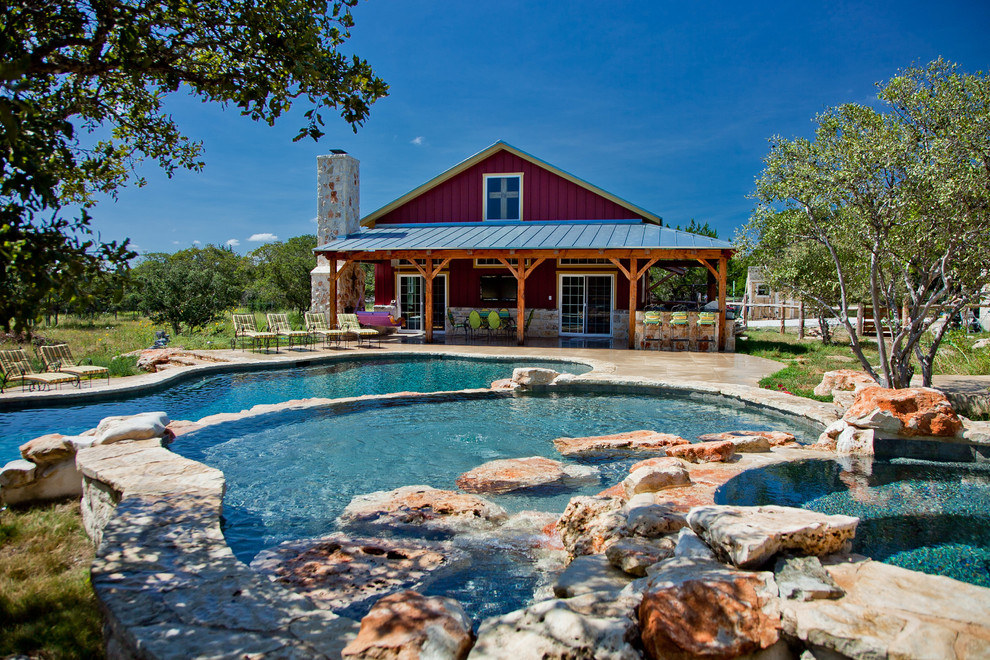 Boerne Natural Play Pool/Spa/Guesthouse/Outdoor Living - Rustic - Pool ...