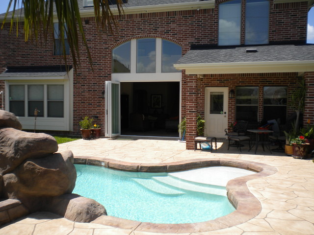 Boulder Slide/ Folding doors - Traditional - Pool - Houston - by OLeary ...