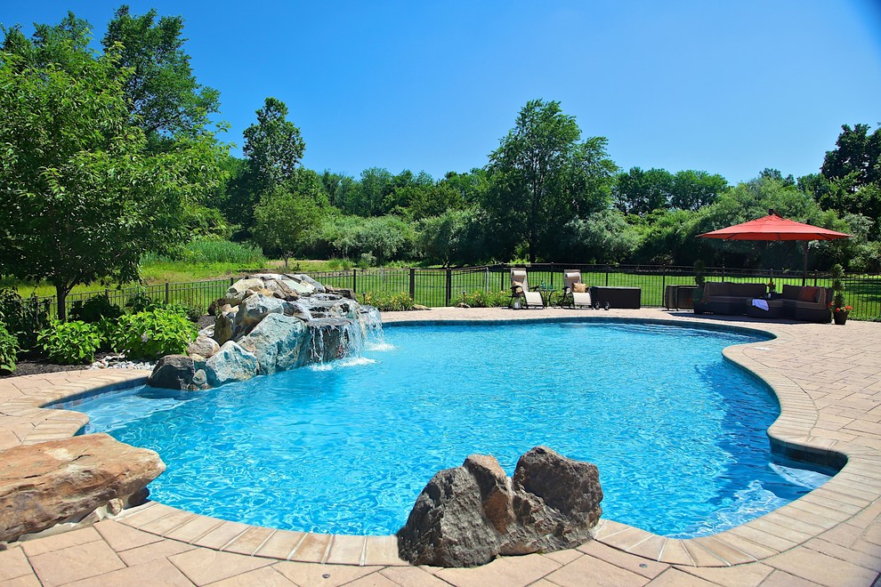 Boulder Waterfall Pool - Rustic - Pool - New York - by Blue Haven Pools ...
