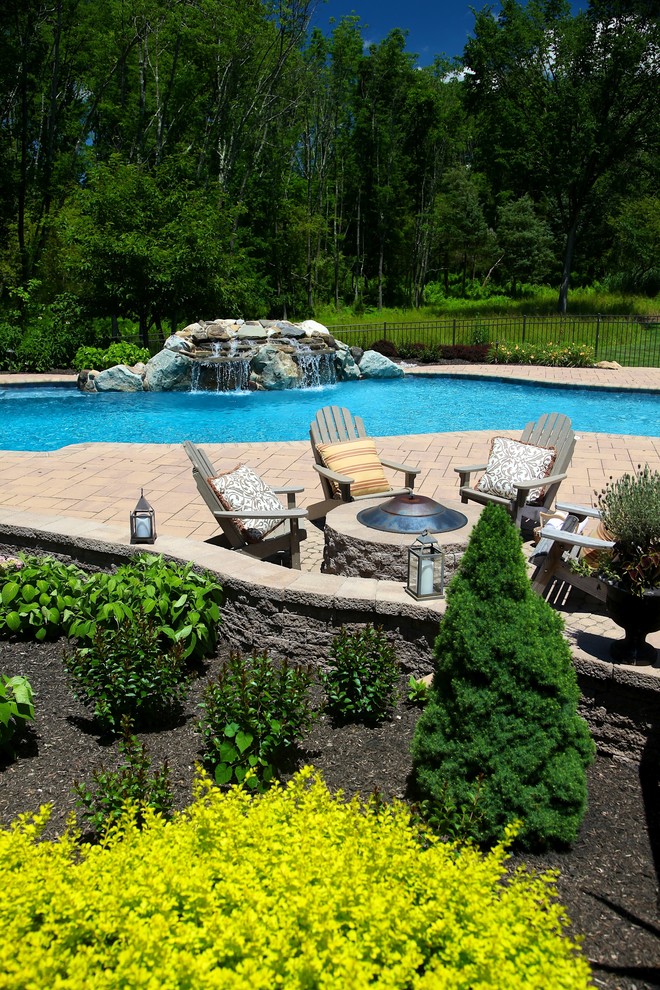 Boulder Waterfall Pool - Rustic - Pool - New York - by Blue Haven Pools ...