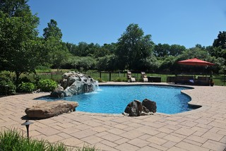 Boulder Waterfall Pool - Rustic - Pool - New York - by Blue Haven Pools ...