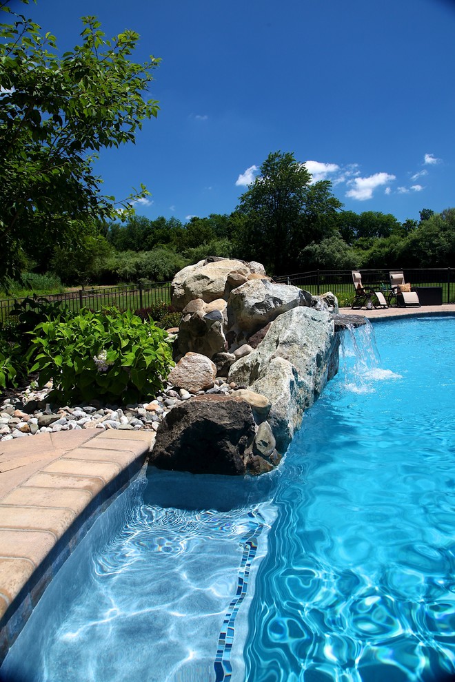 Boulder Waterfall Pool - Rustic - Pool - New York - by Blue Haven Pools ...