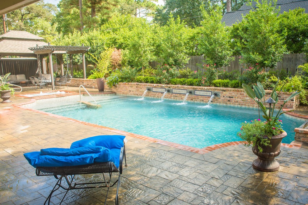 Brick and Tile Backyard Design - New Orleans Flavor - Traditional ...