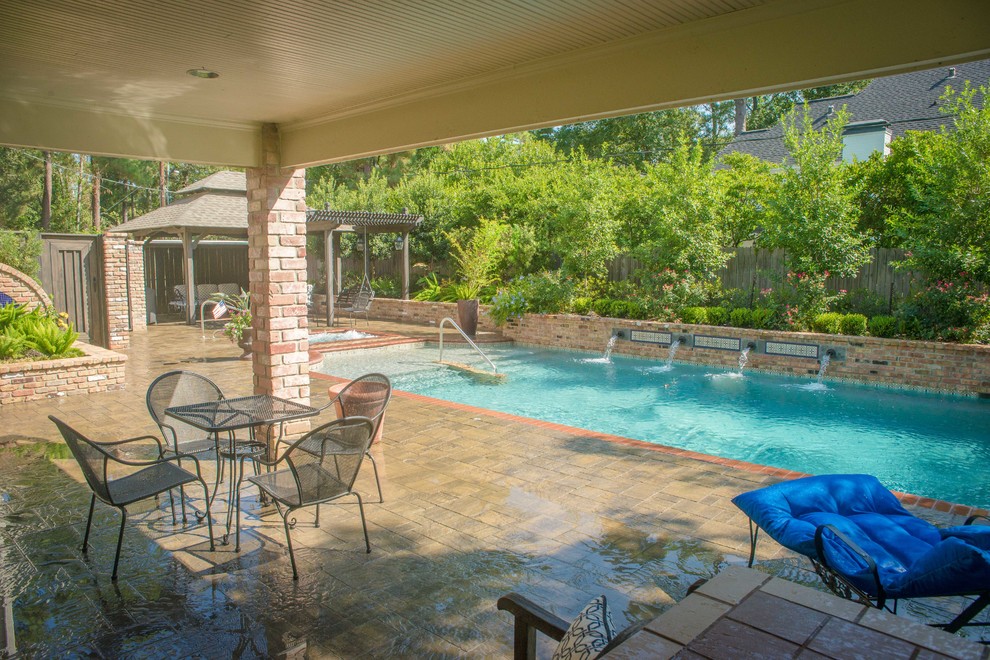 Brick and Tile Backyard Design - New Orleans Flavor - Traditional ...