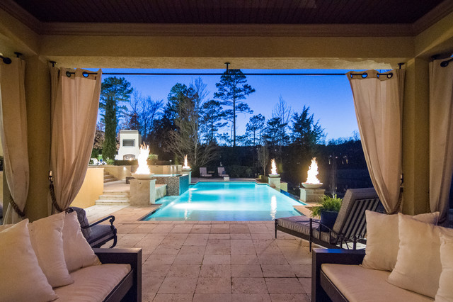 Cabana And Pool Mediterranean Swimming Pool And Hot Tub Charlotte