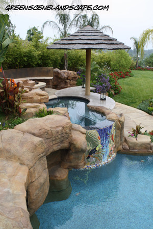 Cabo Resort Style Swimming Pool and Spa with Waterslide - Pool - Los ...