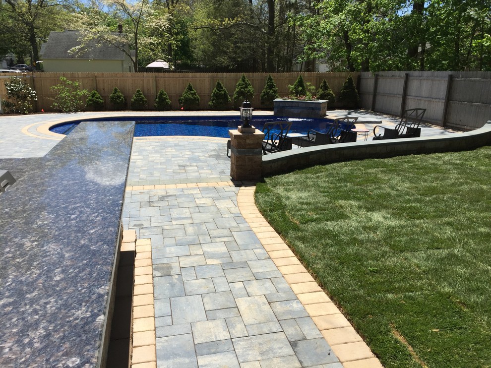 Cambridge Pavers Montauk Blue Ledgestone Pool Patio - Miller Place, NY ...