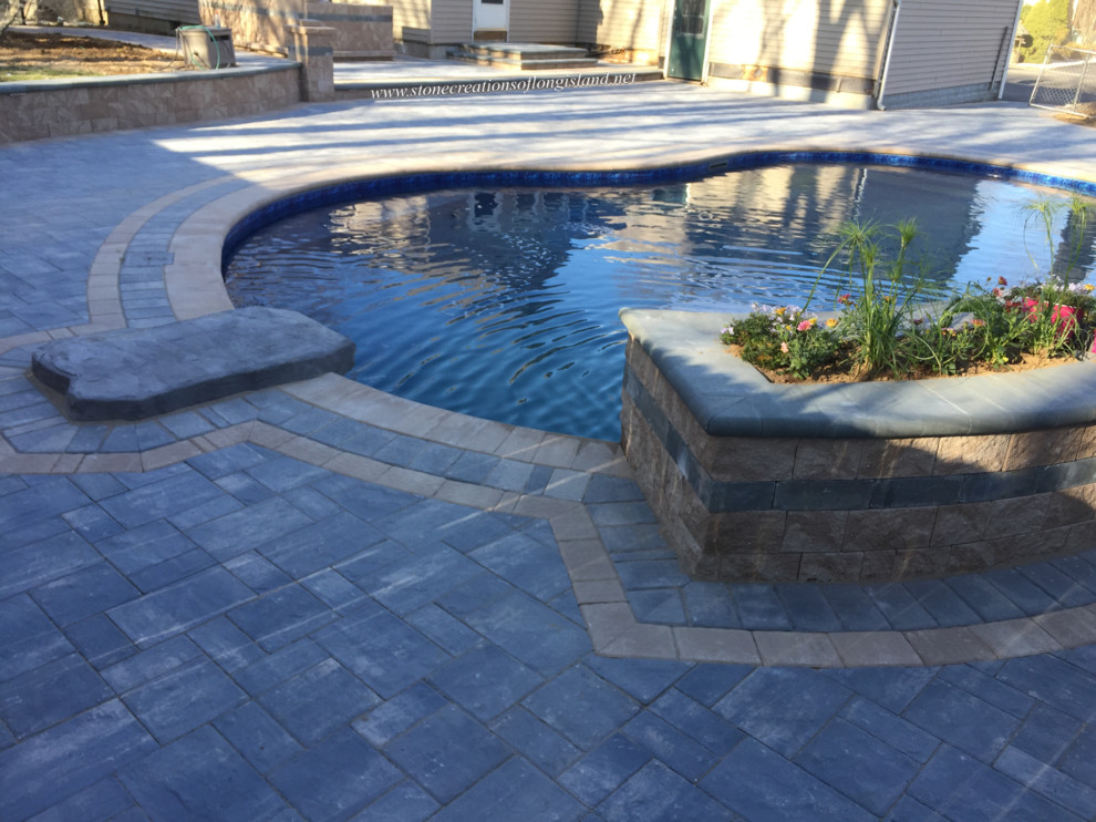 Cambridge Pavers Montauk Blue Ledgestone Pool Patio - Miller Place, NY ...