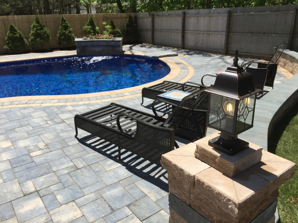Cambridge Pavers Montauk Blue Ledgestone Pool Patio - Miller Place, NY ...
