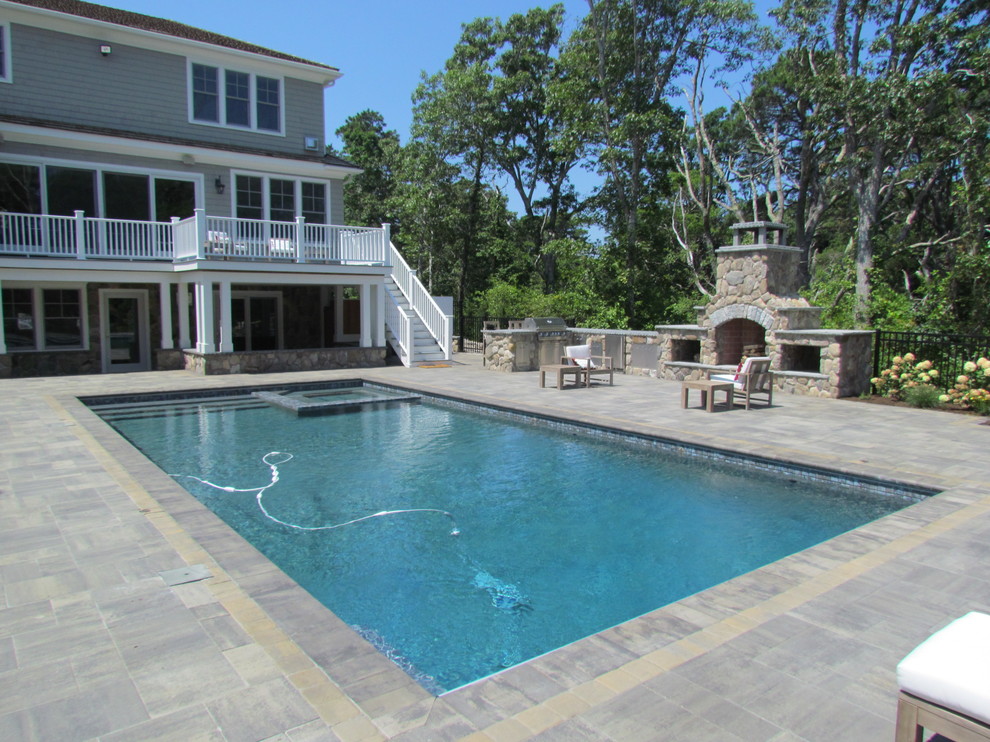 Cape Cod Pool & Spa: Chatham with Outdoor Kitchen & Fireplace - Pool ...