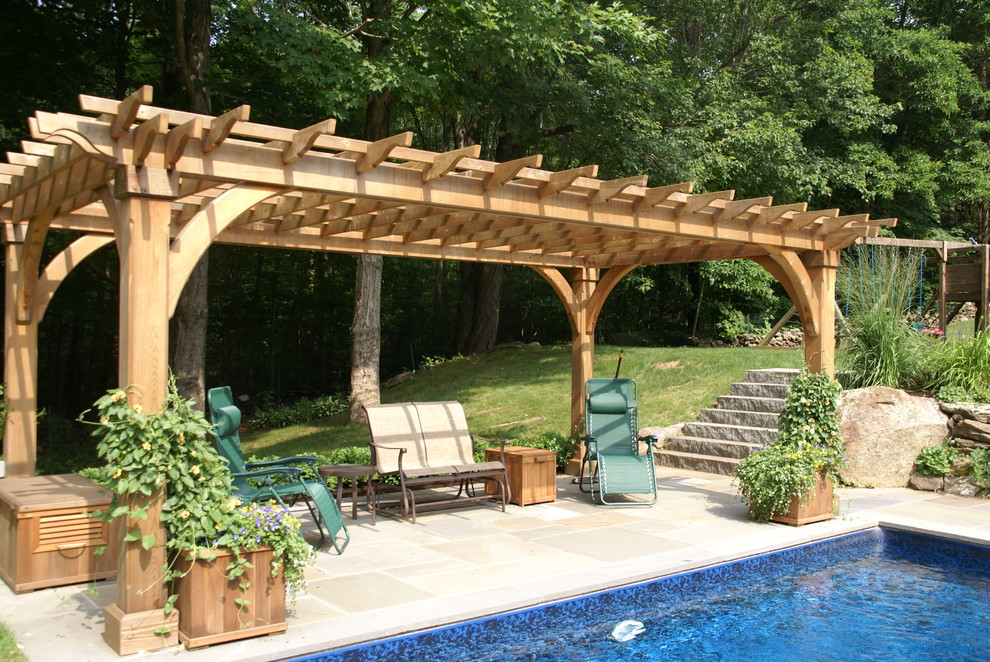 Cedar pergola - Rustic - Pool - New York - by Spring Lake Garden Design ...