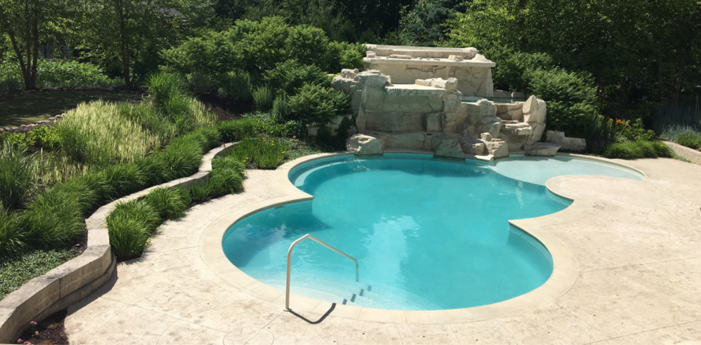 Cedar Rapids, Iowa - Custom Concrete Swimming Pool with Rock Waterfall ...