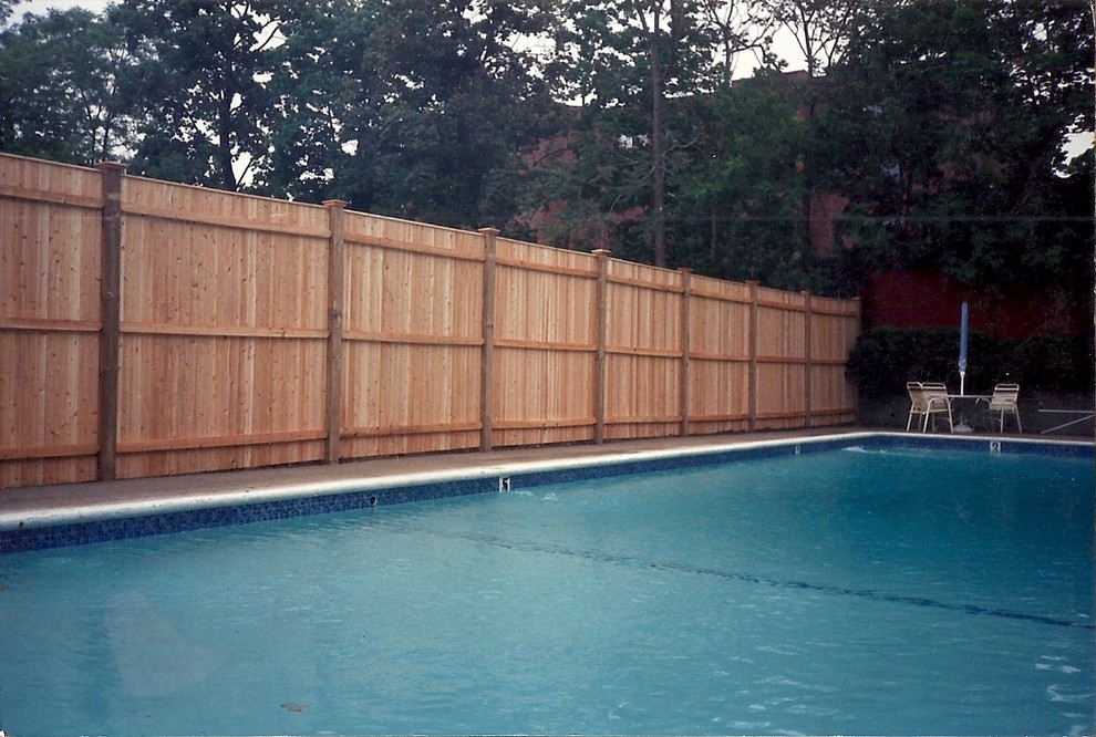 Cedar Solid Board Pool Fence - Traditional - Pool - Boston - by AVO ...