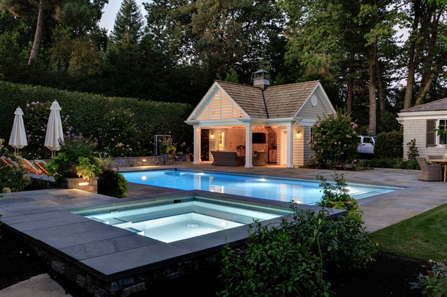 Pool House Clapboard Exterior Poolside Cabana With White Cladding