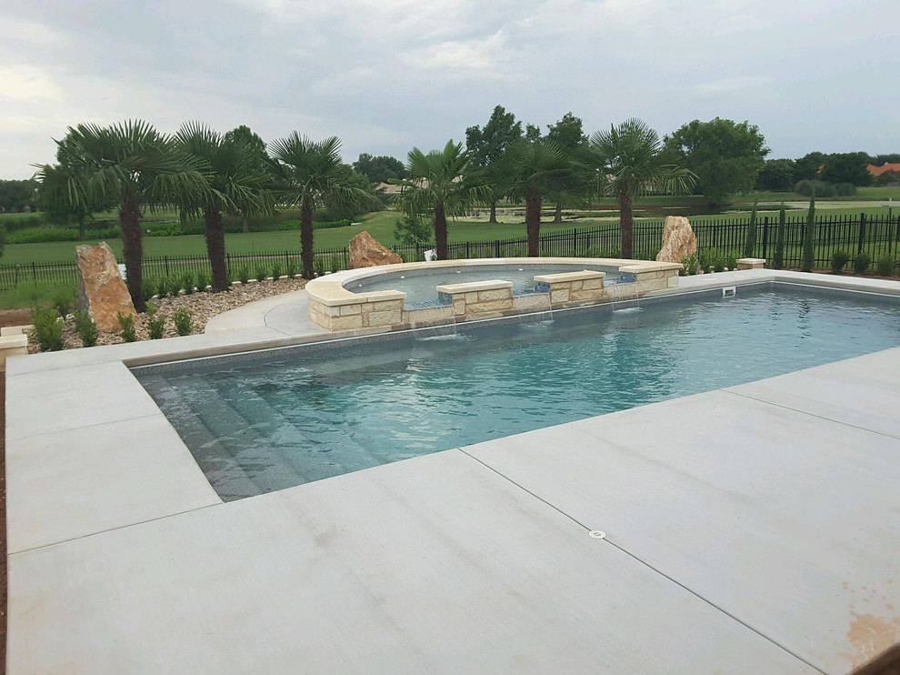 Claremount Fiberglass Pool with Semicircle Spillover Spa - Modern ...