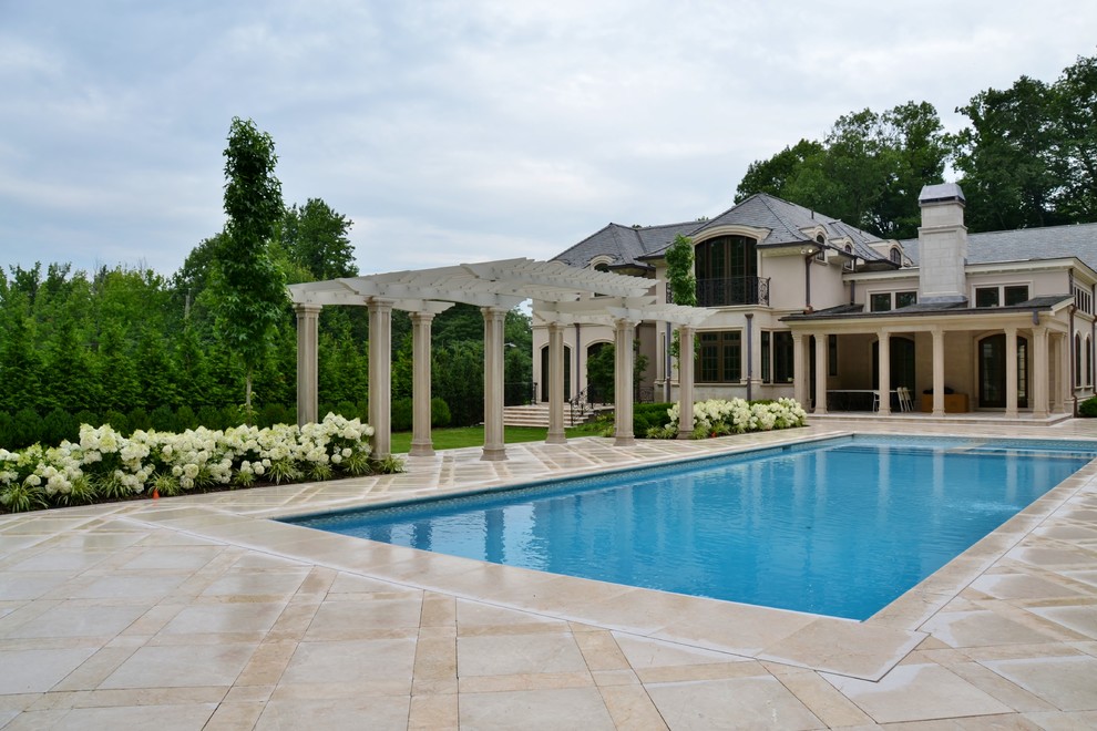 Classic & Elegant Bergen County Backyard - Traditional - Pool - New ...