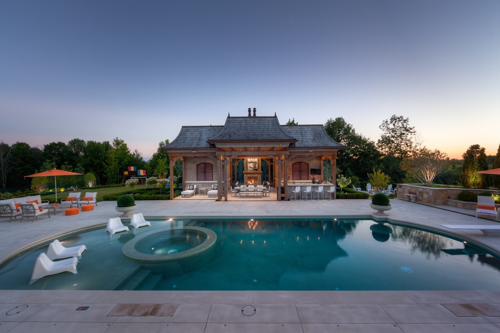 Classic Design Enhances a Massive Backyard - Contemporary - Pool ...