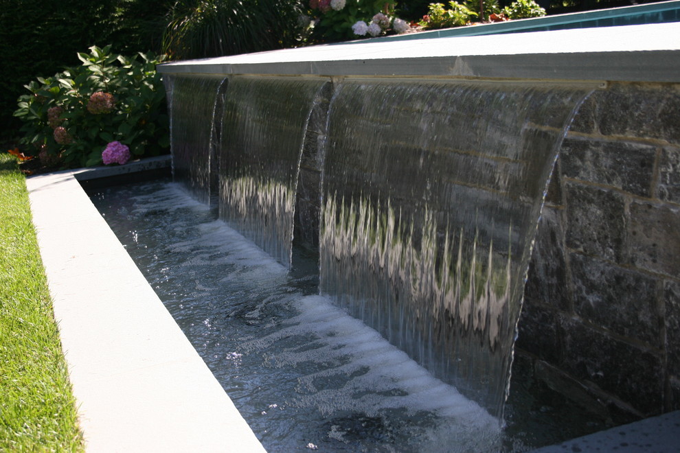 Classic Pool with sheer descent waterfall - Traditional - Pool - New ...