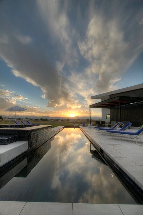 Classy, Modern Lap Pool & All Tile Raised Spa - Modern - Pool - Denver ...