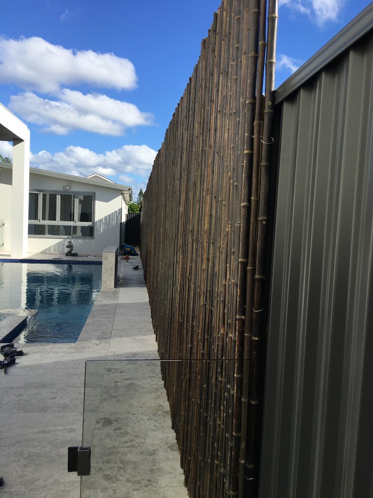 Colorbond Fence Cladding Using Black Bamboo - Contemporary - Pool ...