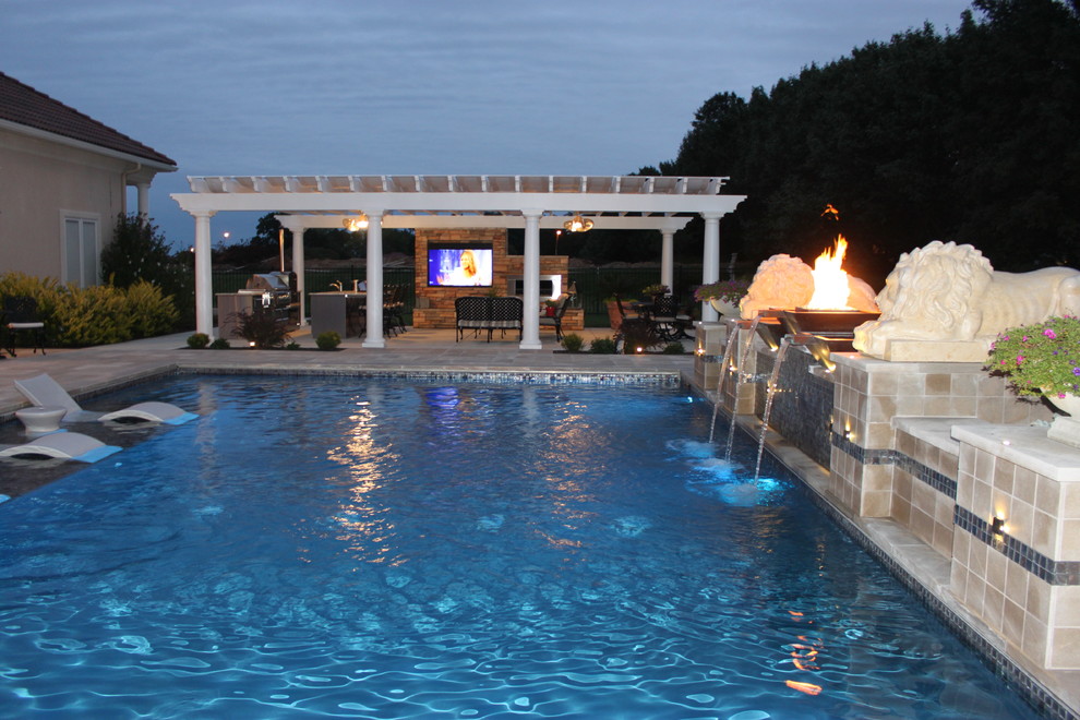 Complete Backyard Makeover with Pool Design - Traditional - Pool ...