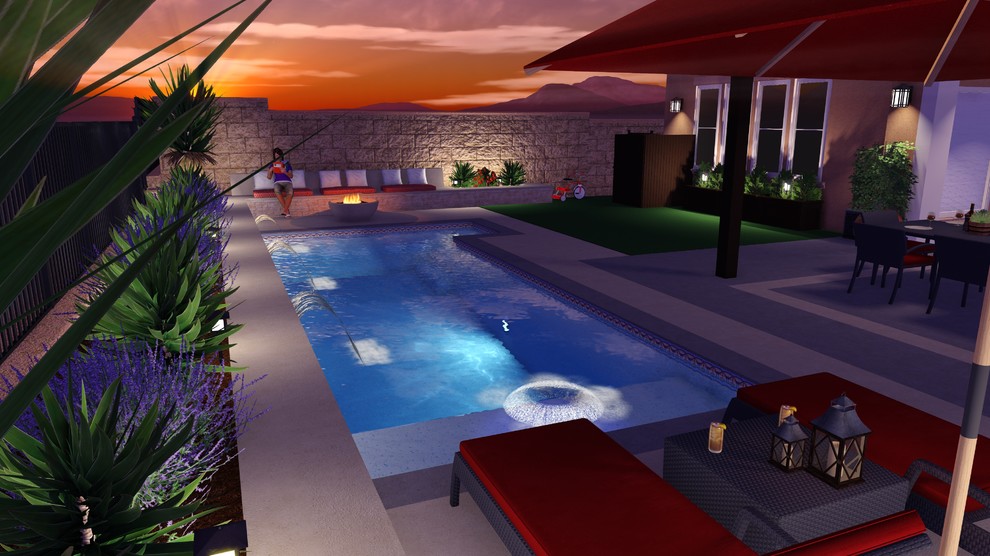 Complete Outdoor Fun Transformation | Lap Pool & Fire Pit - Traditional ...