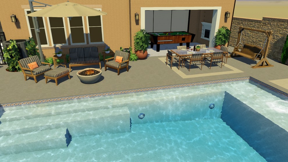 Complete Outdoor Fun Transformation | Lap Pool & Fire Pit - Traditional ...