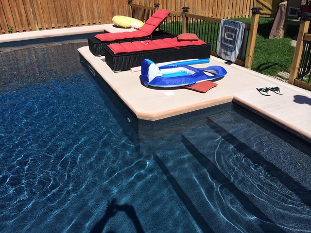 Contemporary C shaped Rectangle with Swim in stairs and swim in bench ...