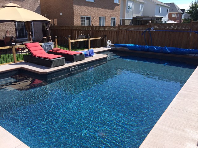 Contemporary C shaped Rectangle with Swim in stairs and swim in bench ...