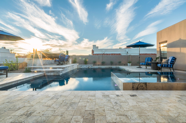 Contemporary Pool and Perimeter Overflow Spa - Biltmore Phoenix - Pool ...