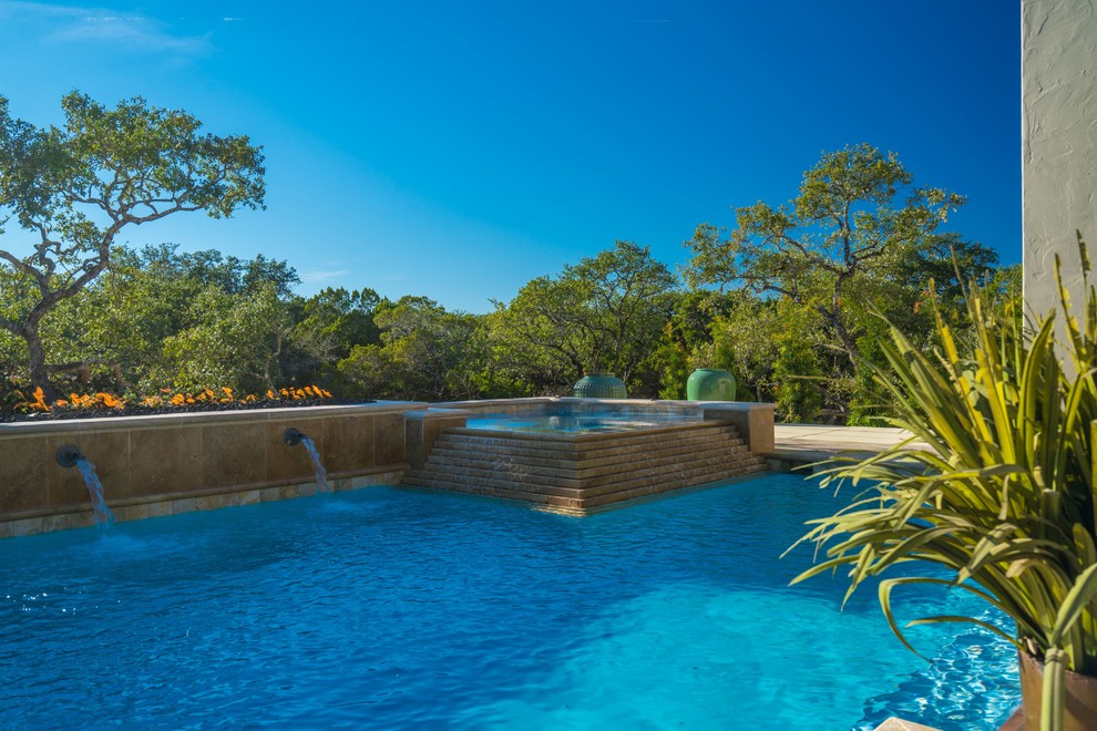 Contemporary Pool with Firewall and Scuppers in San Antonio, Tx Siggi ...