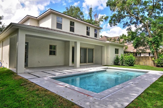 Contemporary Poured Concrete Pool Deck - Contemporary - Pool - Orlando ...