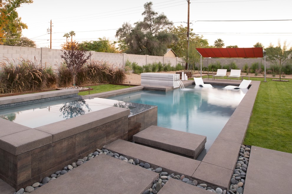 Contemporary Resort Pool Spa - Phoenix - Arcadia - Contemporary - Pool ...