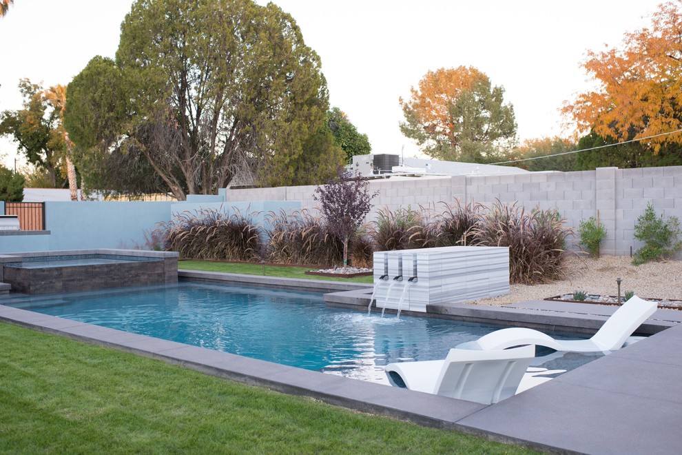 Contemporary Resort Pool Spa - Phoenix - Arcadia - Contemporary - Pool ...