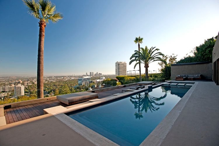 Cordell Drive Hollywood Hills modern home backyard hillside swimming ...