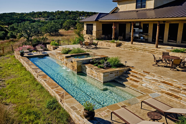 Cordillera Ranch Lap Pool - Rustic - Swimming Pool & Hot Tub - Austin ...