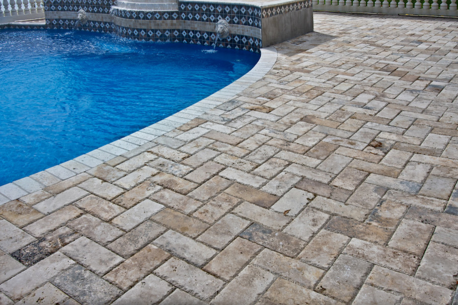 Country Classic Travertine Pavers - Traditional - Pool - Other - by ...