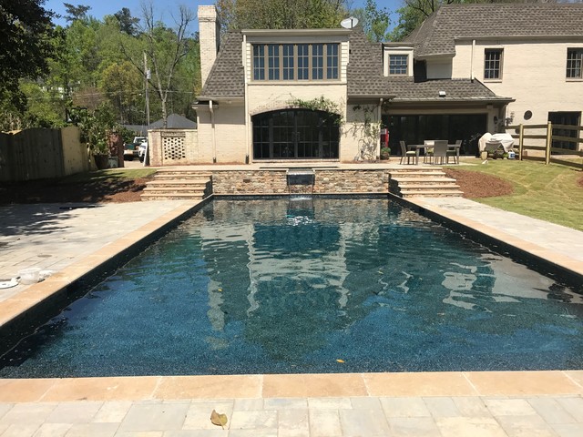Country French Meets Classic Rectangle Swimming Pool - Transitional ...