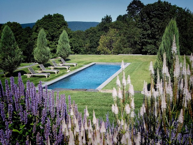 COUNTRY: simple rectangular swimming pool + grass surround ...